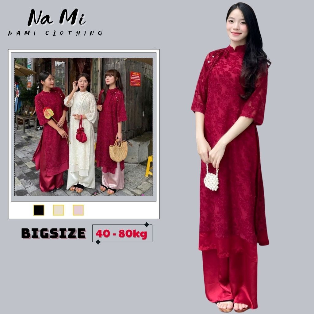 Sleeve feather ao dai mixed with bow tie and magical pearls on the ...