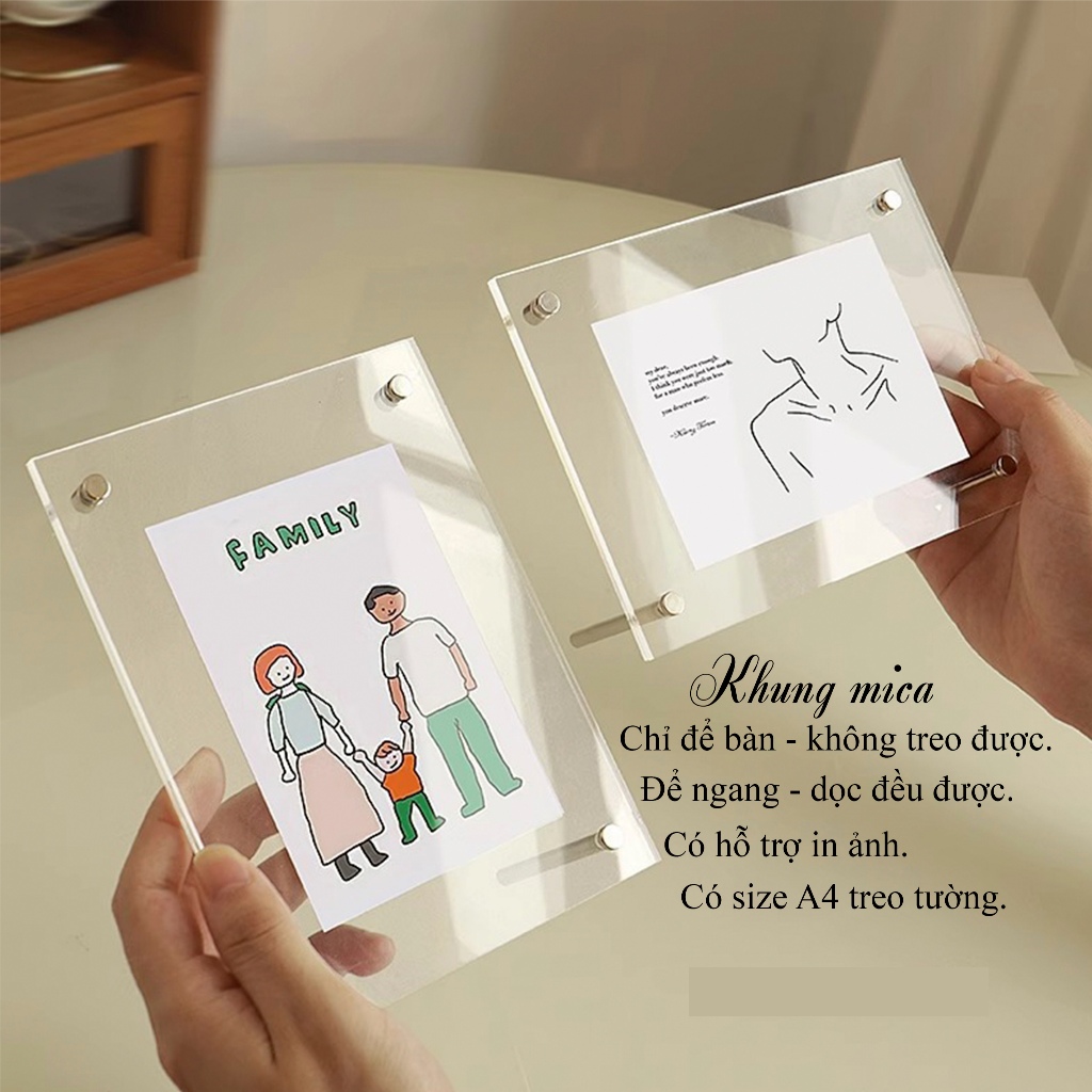 Transparent Mica Desktop Photo Frame with Stainless Steel Legs (High ...