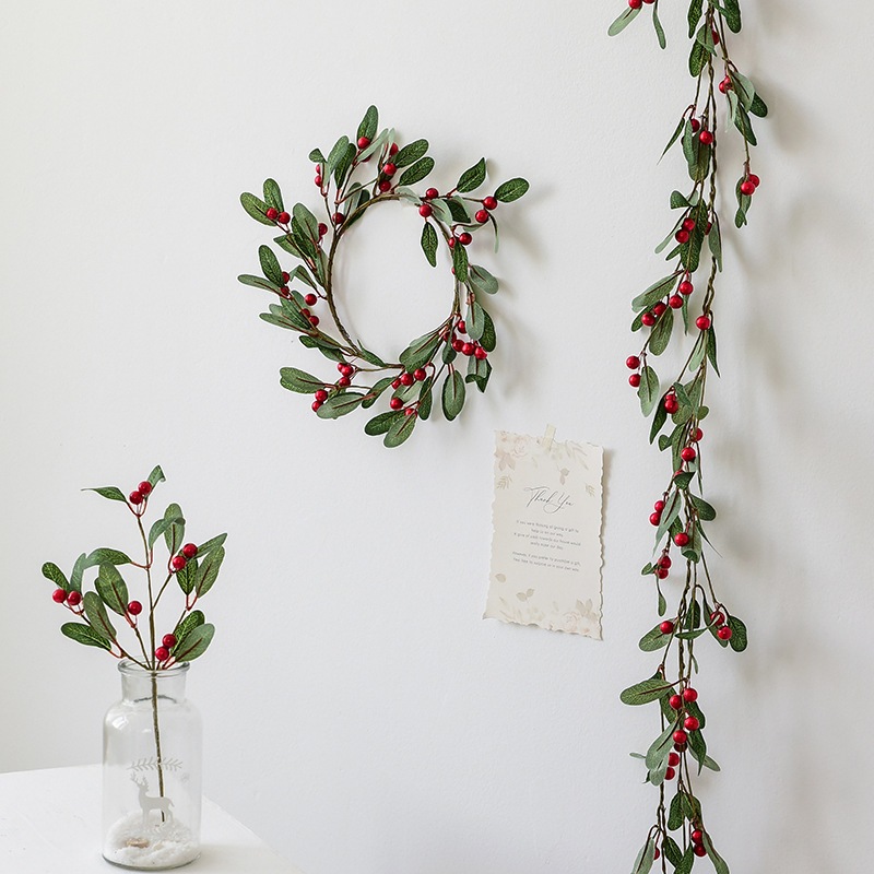 Carp - Red fruit branch for Christmas decoration - 120cm string ...