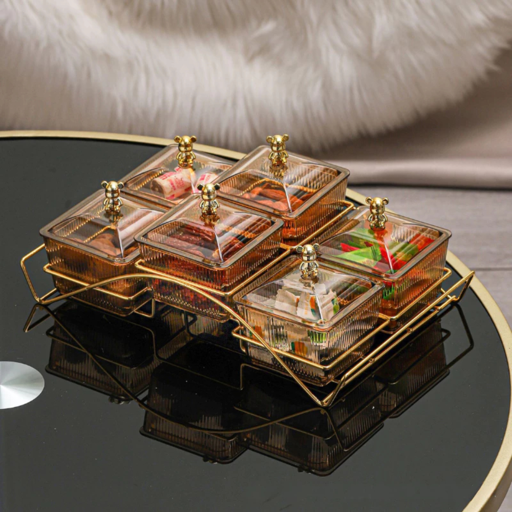 Jam Tray CNY Curved Base 6 Round Square Jars, Candy Tray CNY, Melon ...