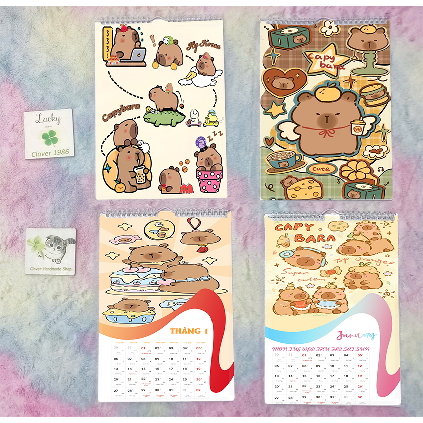 Cute capybara capybara wall calendar 2025 A4 13 sheets LA4I13 with ...