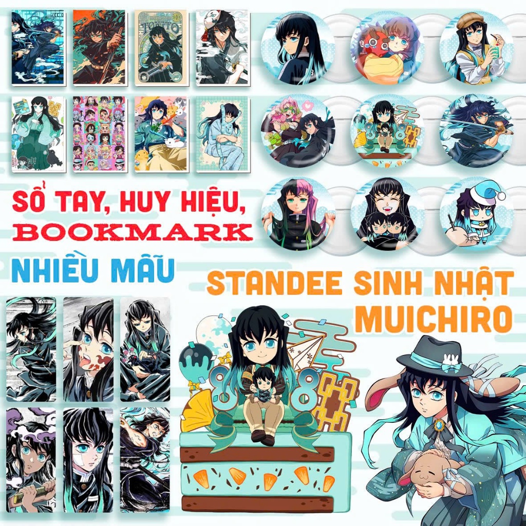 Muichiro collection of notebooks, standees, bookmarks, badges ...