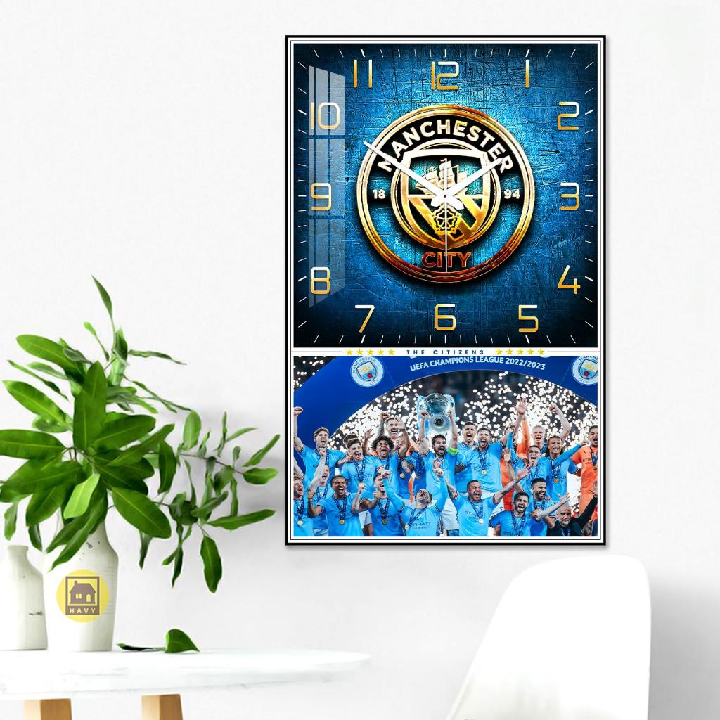 Manchester City Club Rectangular Wall Clock Champion C1 Mica Mirror ...