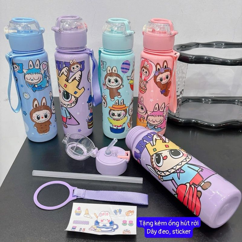Trendy Accessories Labubu 700ml Opaque Plastic Water Bottle with Straw ...