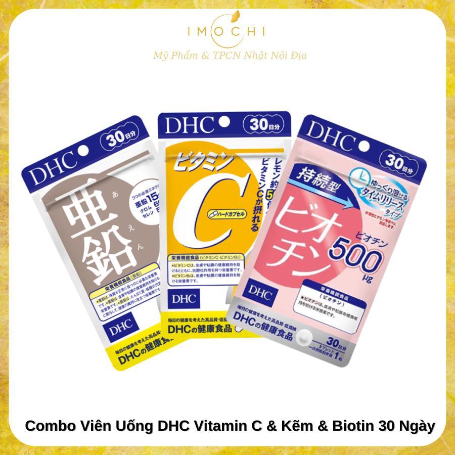 Combo DHC Zinc Supplement Pills & Vitamin C & Biotin 30 days Japan ...