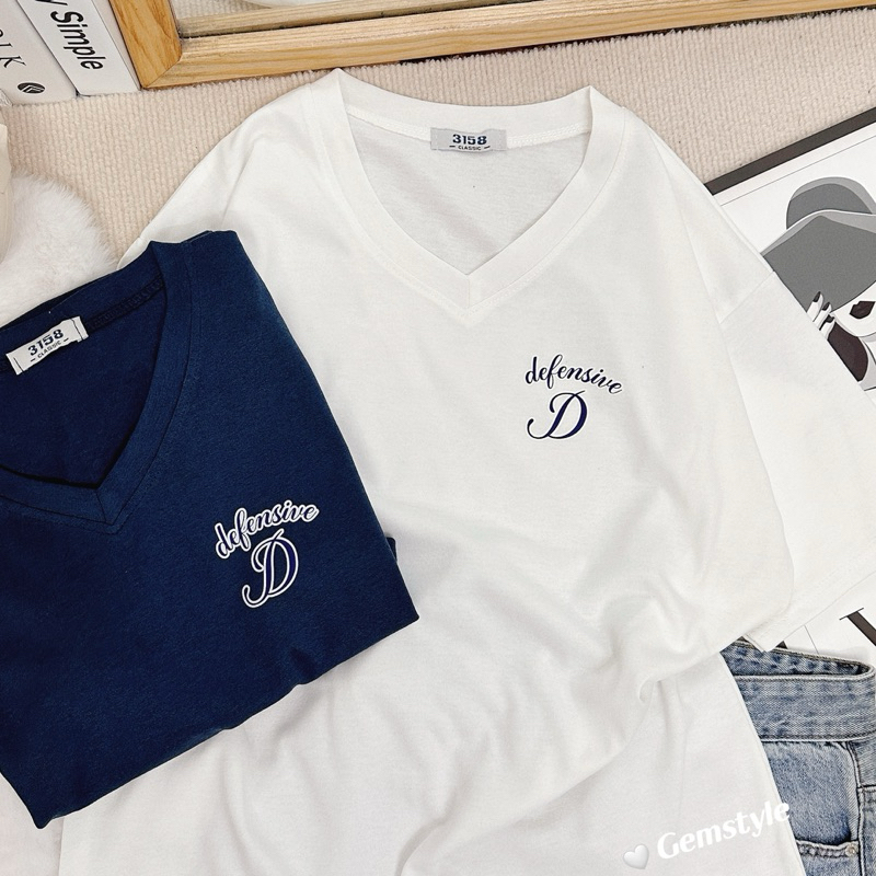 3158 HEART COLLAR T-shirt with DEFENSIVE lettering, loose sleeves, dry ...