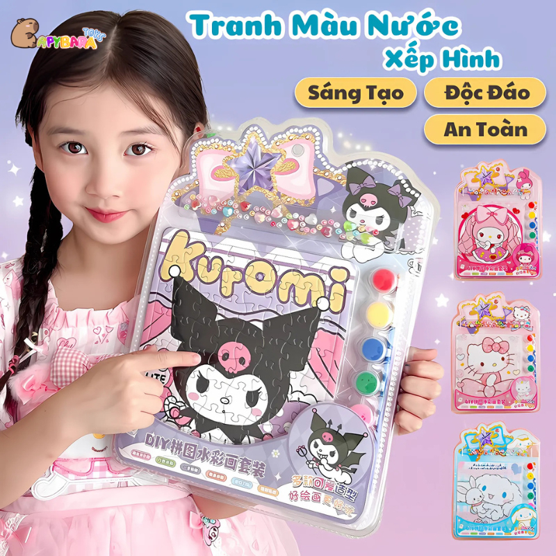 Diy Puzzle Toy with Coloring Sanrio Kuromi Pink Rabbit White Puppy ...