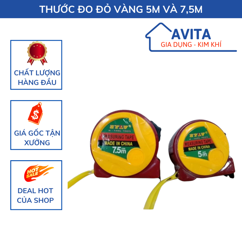 Red and yellow ruler 5m and 7.5m; ZYLY meter ruler, tape measure (1 ...