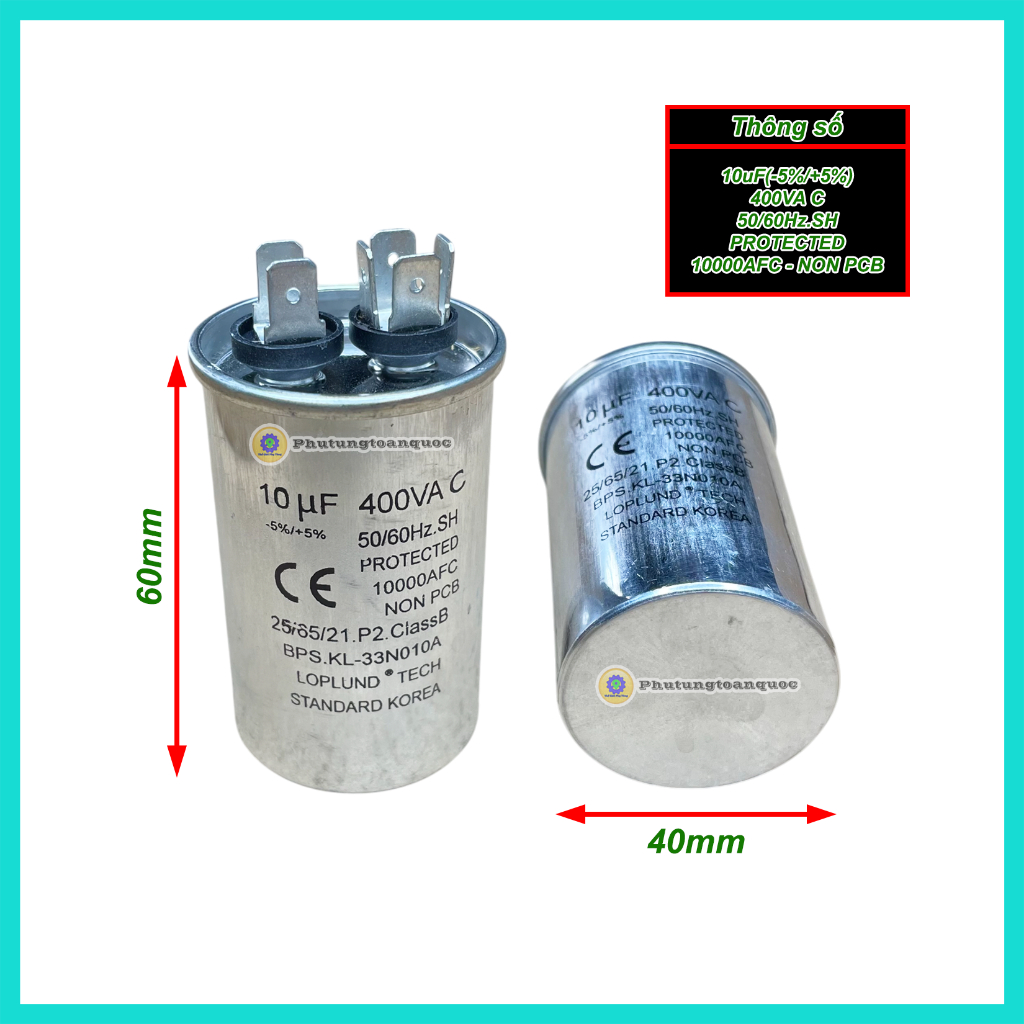 Capa Capacitor/ Capacitor/ 2-Pin Aluminum Capacitor 10uf Voltage 400VAC ...