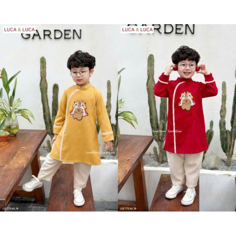 Cappy Bara velvet ao dai set for boys from 11kg - 40kg | Shopee Malaysia
