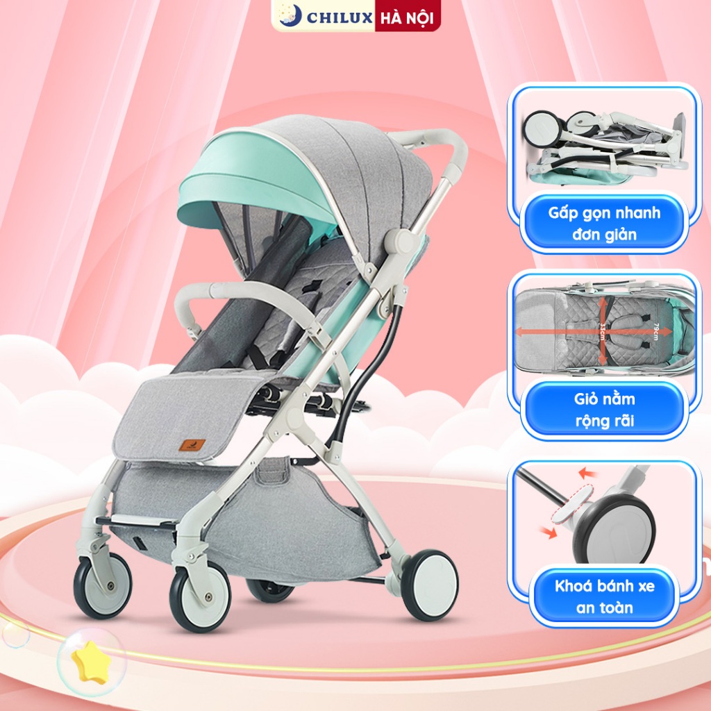 Chilux A320 folding stroller - Large canopy with many steps, safe wheel ...