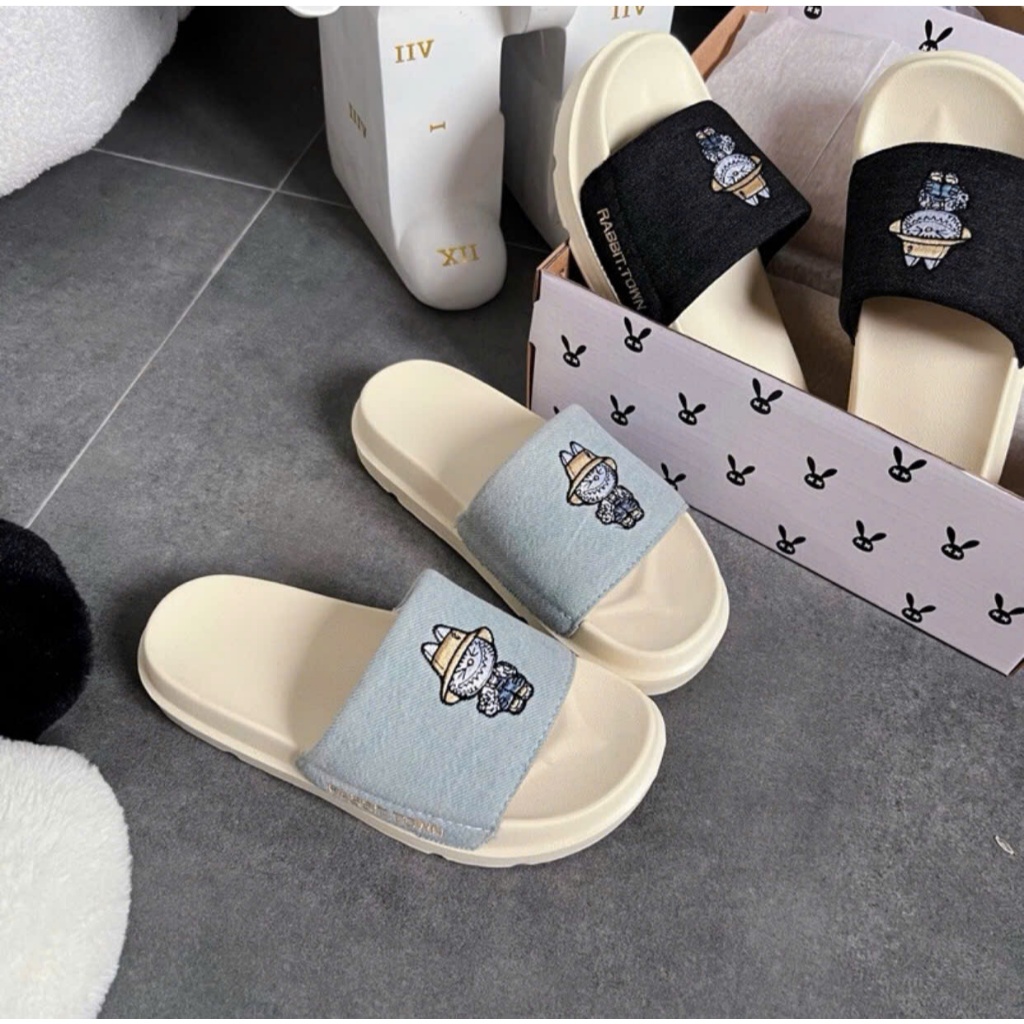 Labubu Rabbit Town sandals with cute cross straps, 4cm high sole ...