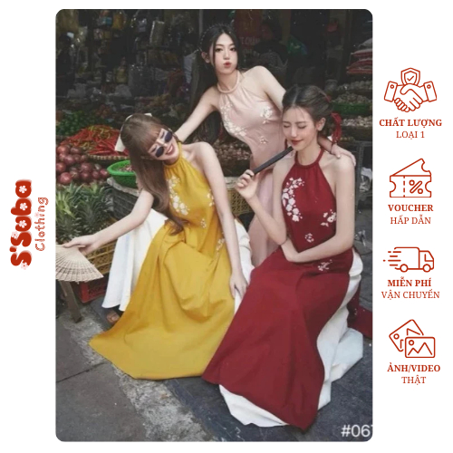 S'suba Clothing women's innovative ao dai Set with halter neck design ...