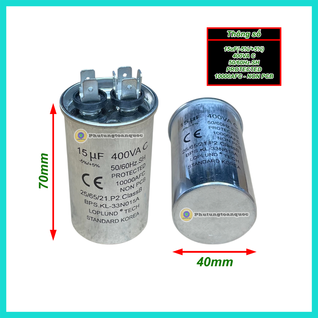 Capa Capacitor/ Capacitor/ 2-Pin Aluminum Capacitor 15uf Voltage 400VAC ...
