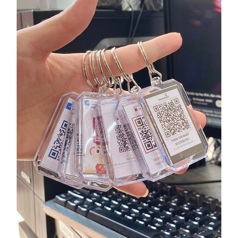 Convenient Qr code keychain with mica printed on 2 sides | Shopee Malaysia