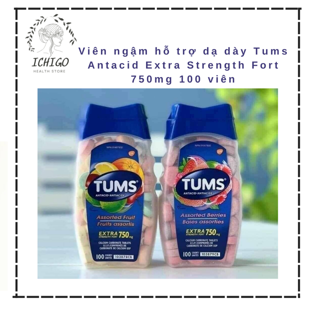 Tums Antacid Extra Strength Fort 750mg stomach support lozenges 100 ...
