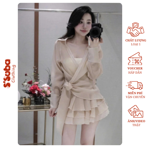 S'suba Clothing office shirt dress Set designed with grained silk tied ...