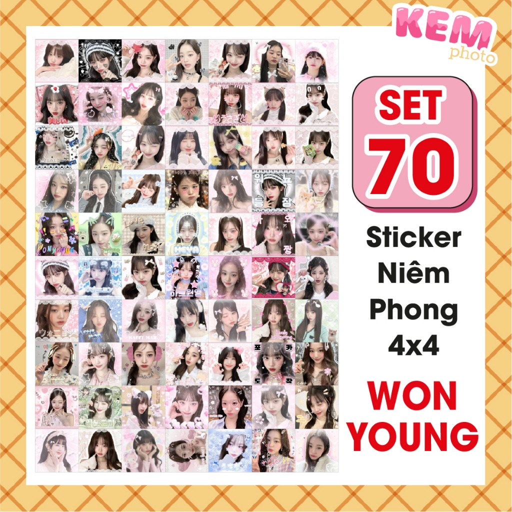 Set of 70 Wonyoung sealed stickers - Cut out - 4x4cm stickers with cute ...