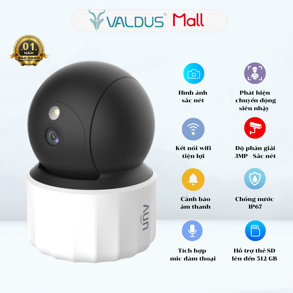 Unv IPCS3EM3 indoor Wifi Camera with 2-way conversation, 360 rotation ...