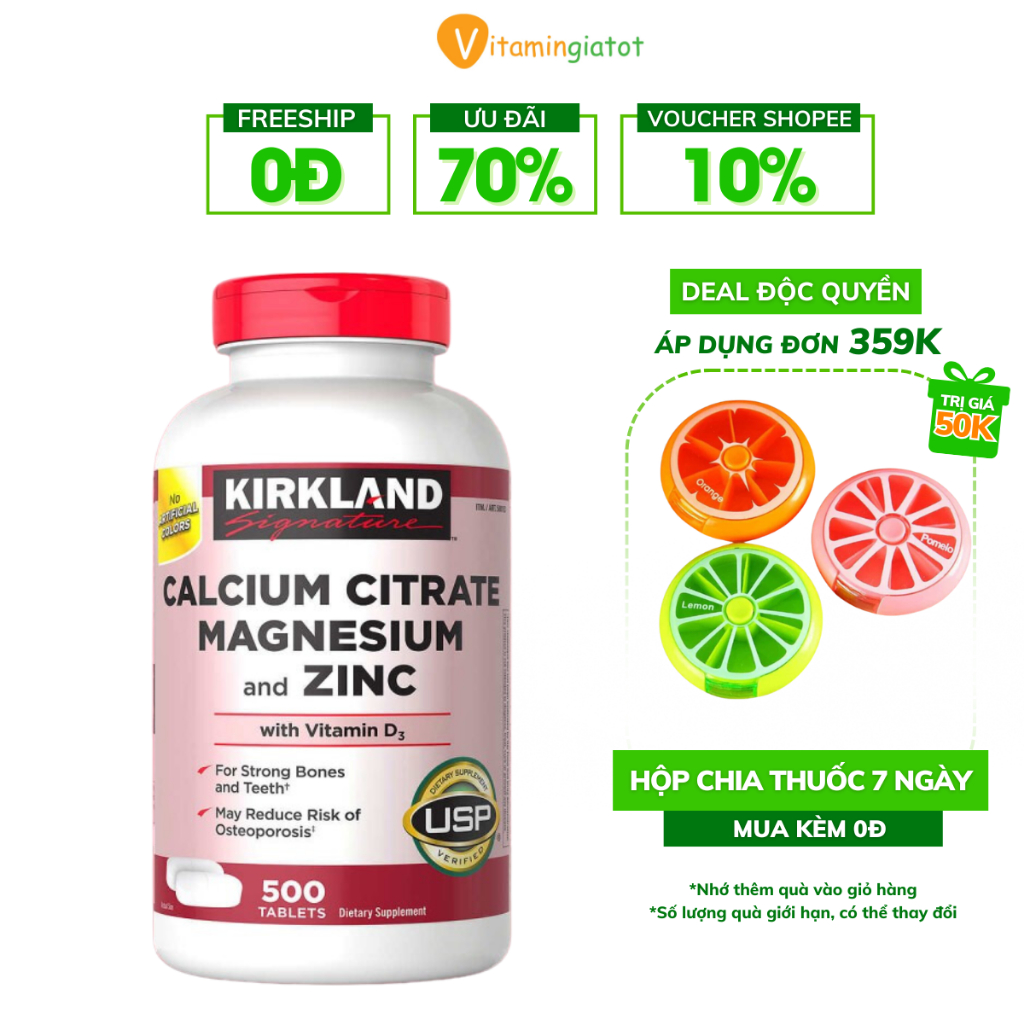Kirkland Signature Organic Calcium for Adults Calcium Citrate Magnesium ...