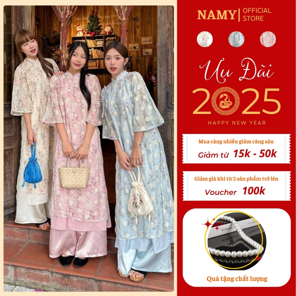 Ao Dai CNY Bach Vu Hottrend 2025 - Modernized Ao Dai with Straight Shape Made of Raw Material ...