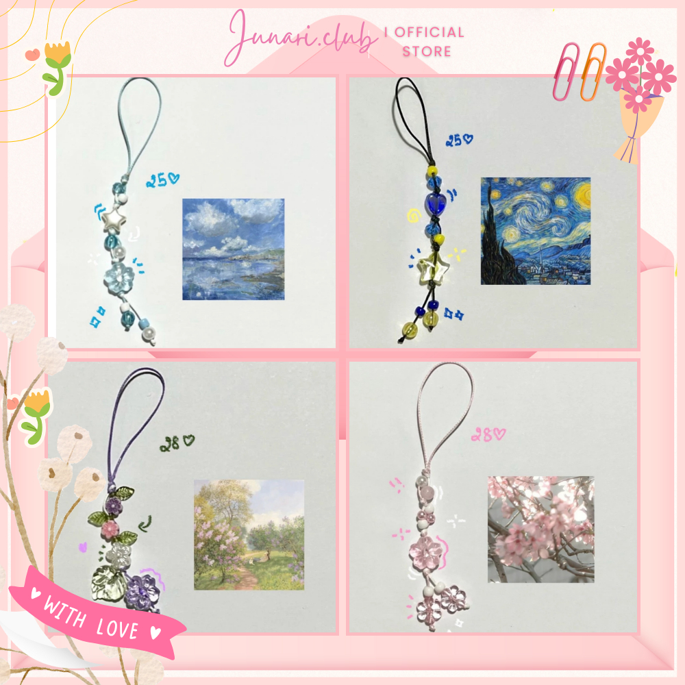 Handmade wax rope keychain, cherry blossom 2024 - Junari Club group ...