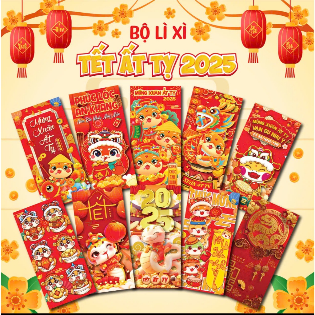 Lucky Money CNY 2025 Many Models, C150 Paper, Set of 10 Red Envelopes ...