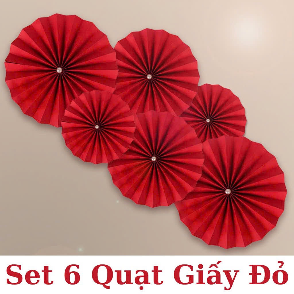 Set of 6 pre-folded decorative red paper fans CNY 2025 with decor ...