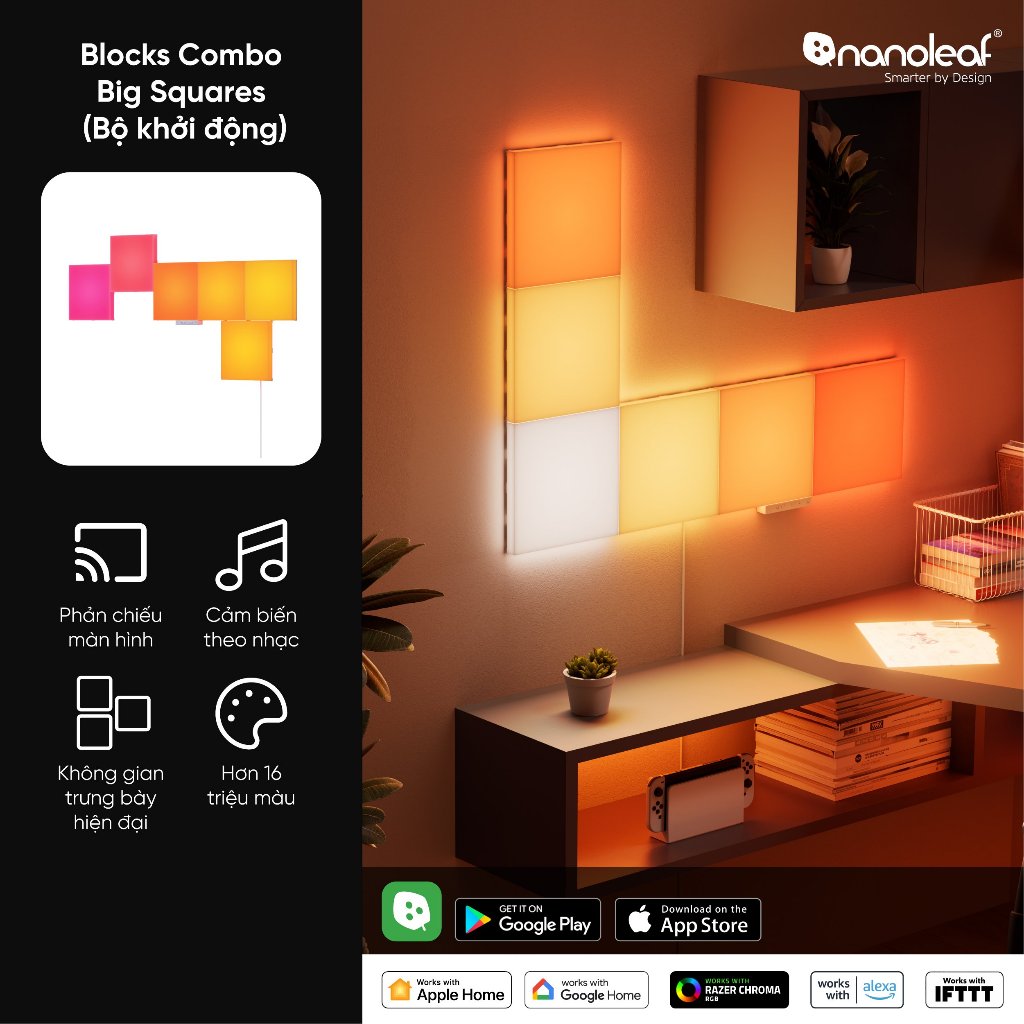Nanoleaf Blocks Big Squares smart light block with 6 light boxes ...