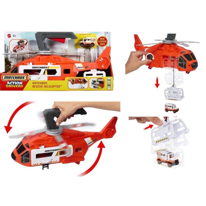 Matchbox rescue Helicopter with propeller knob and rescue ladder with ...