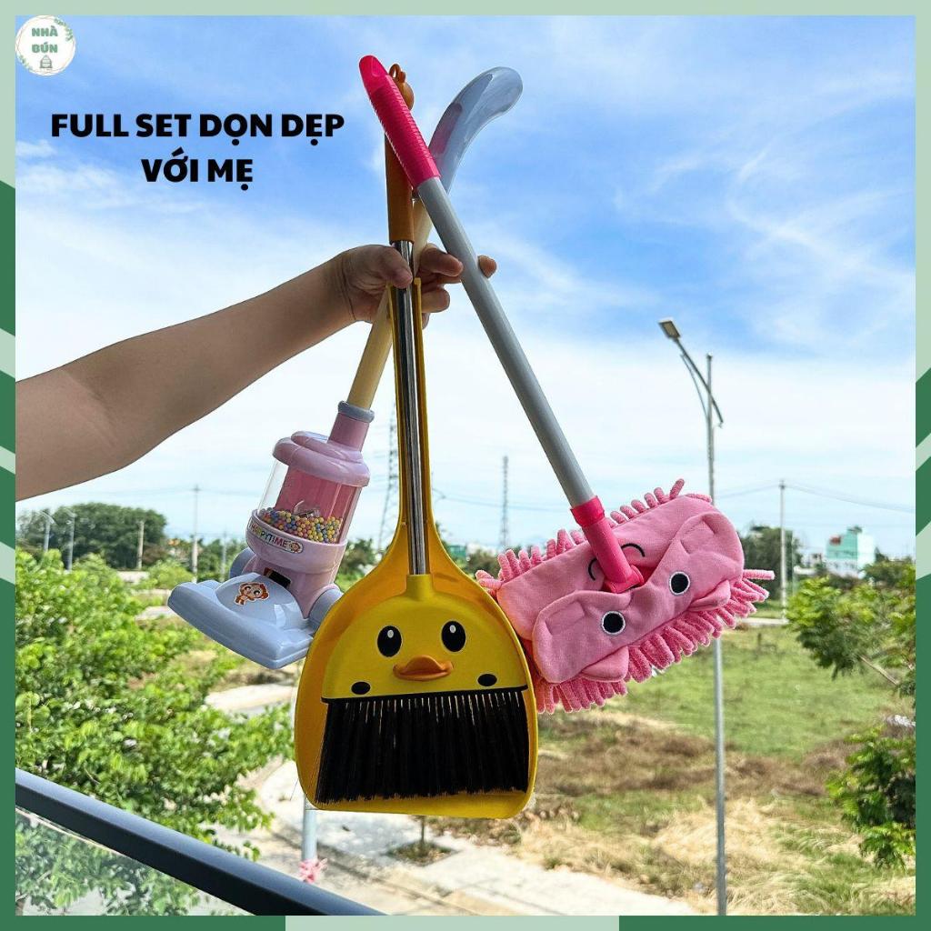 Full Set Mop Toy House Sweeper with Cute Yellow Duck Trash Collector ...