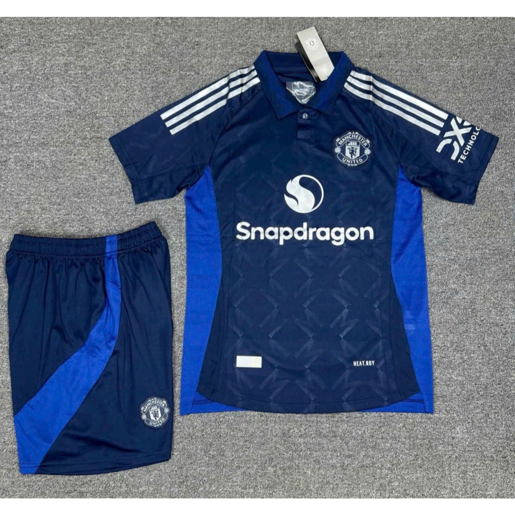 Fex Thai high-end blue turn-down collar MU football kit 2025 | Shopee ...