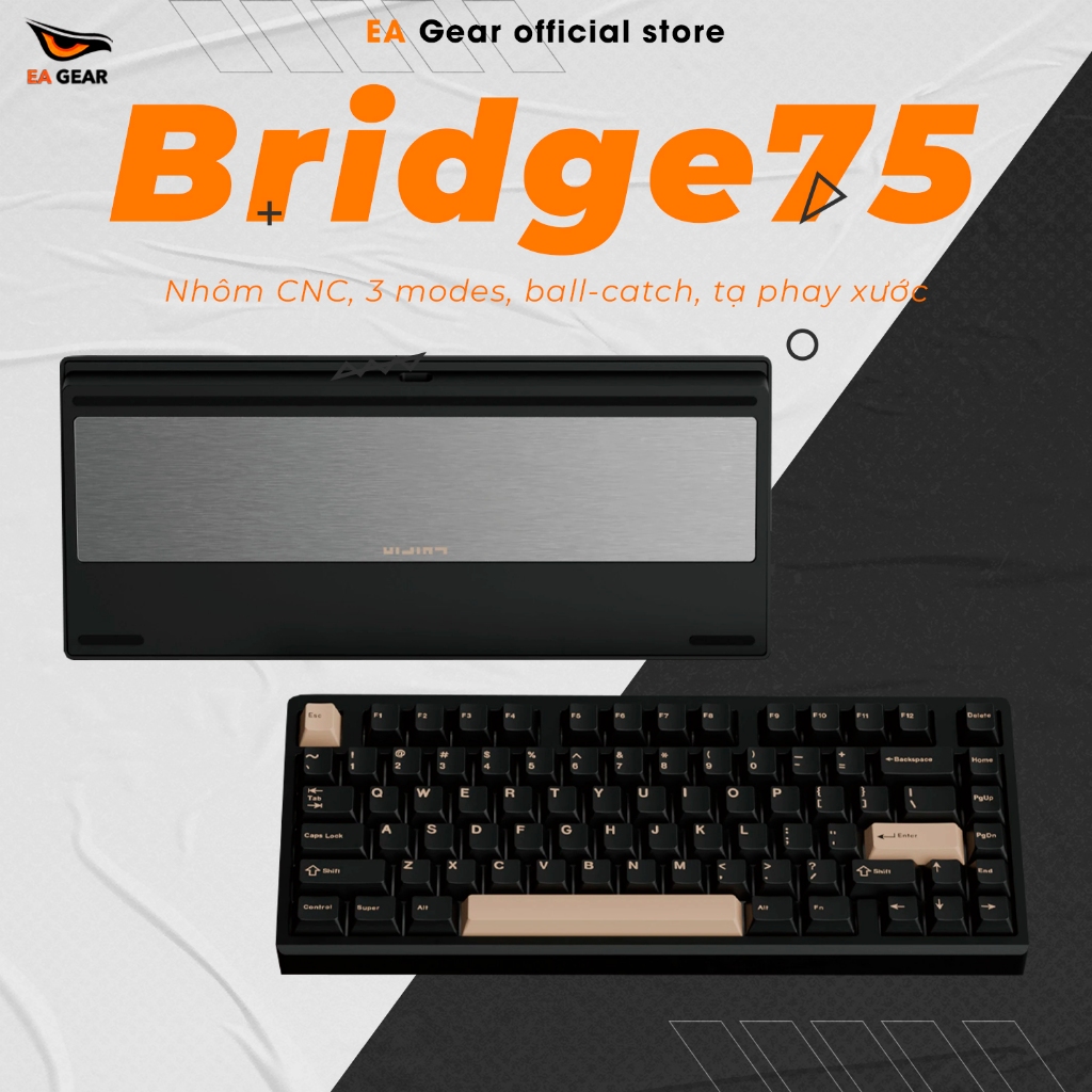 Bridge75 Black 3 Modes Scratched Dumbbell Mechanical Keyboard with CNC ...