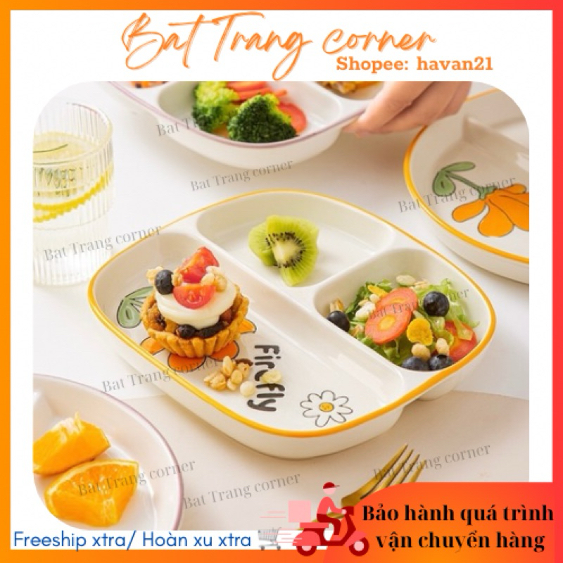 Super cute ceramic plate with compartments, plate to divide food for ...