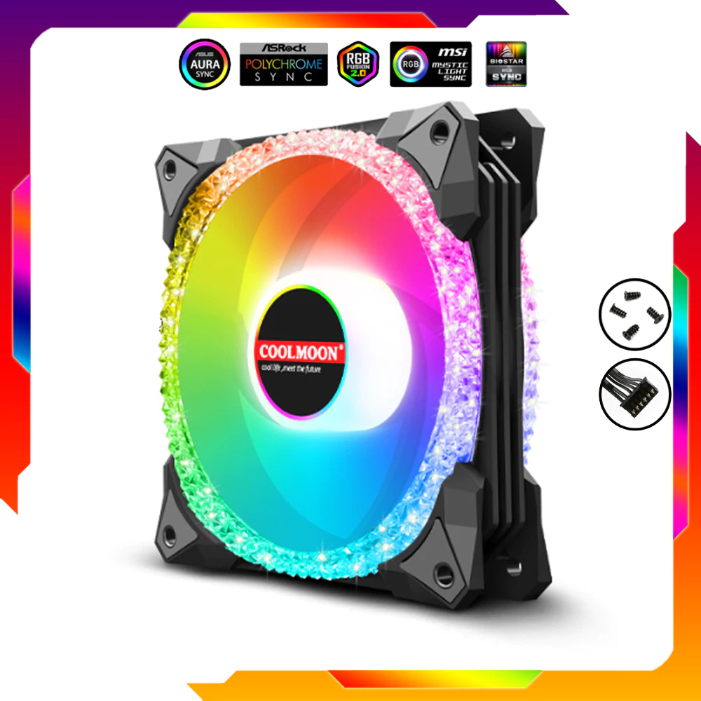 Set of 6 Coolmoon S5 Diamond Fans + Ambino Hub controls 10 fans with ...