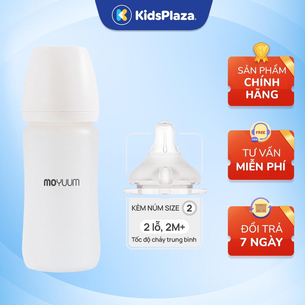 Genuine silicone-coated Moyuum GLASS milk bottle size 150ml/240ml (Baby nipple included ...