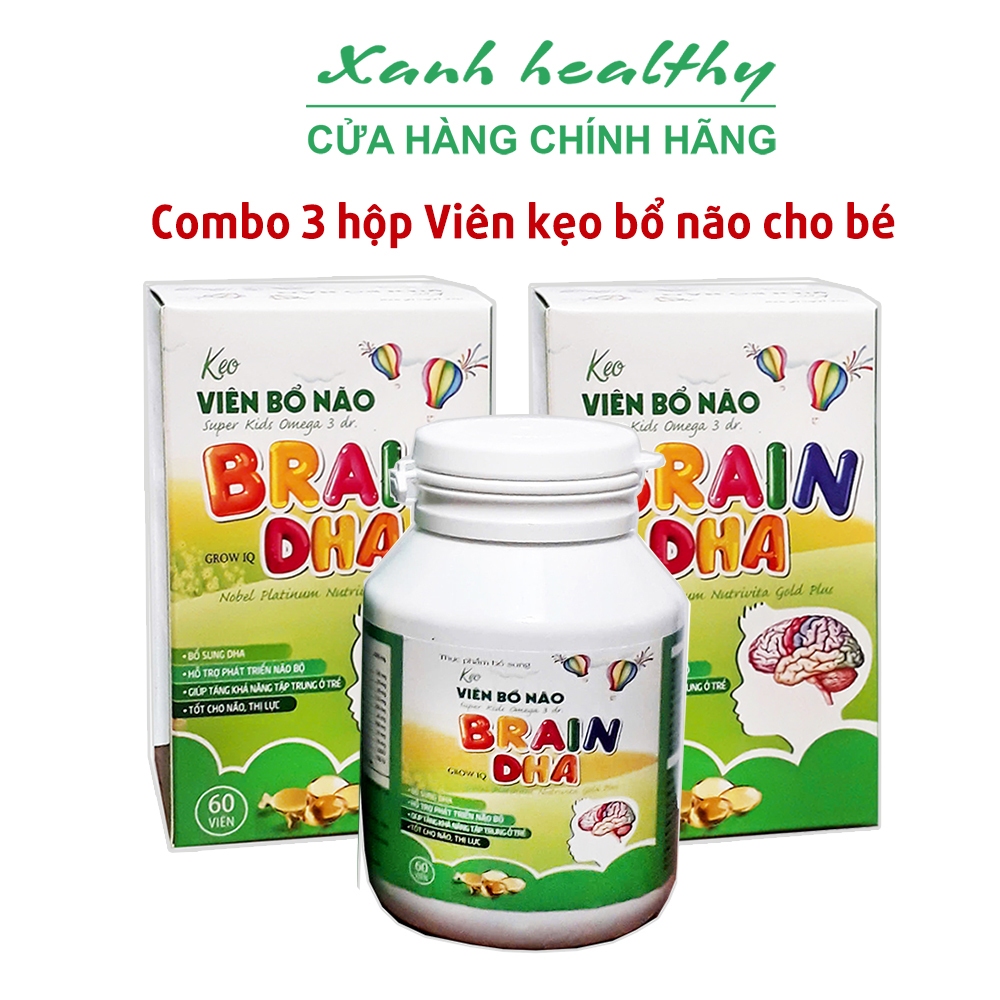 Combo of 3 boxes of DHA brain brain candy - Box of 60 tablets - Green ...