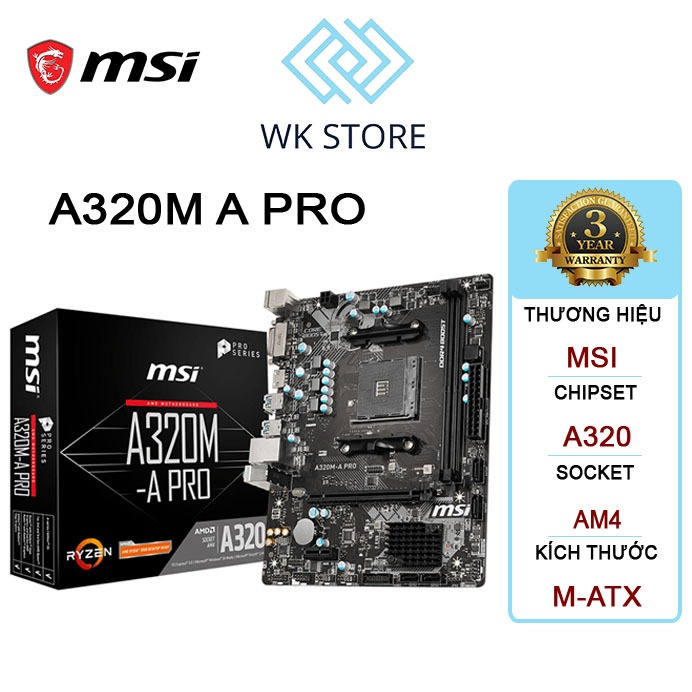 Msi A320M A PRO Motherboard Mainboard | Amd A320 | Socket AM4 | M-atx ...