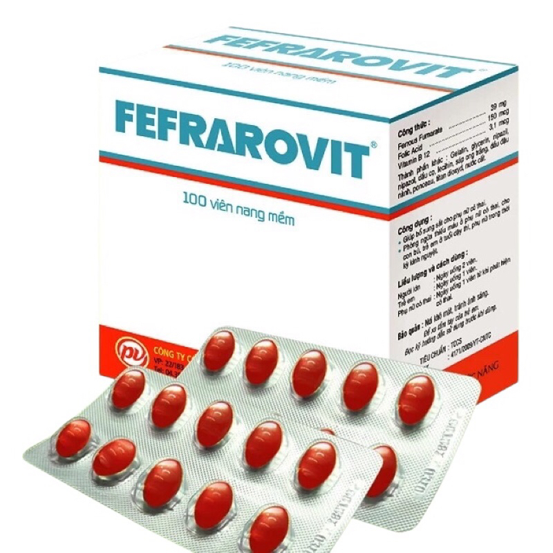Fefrarovit blood supplement pills (Box of 100 pills) Supplements iron ...