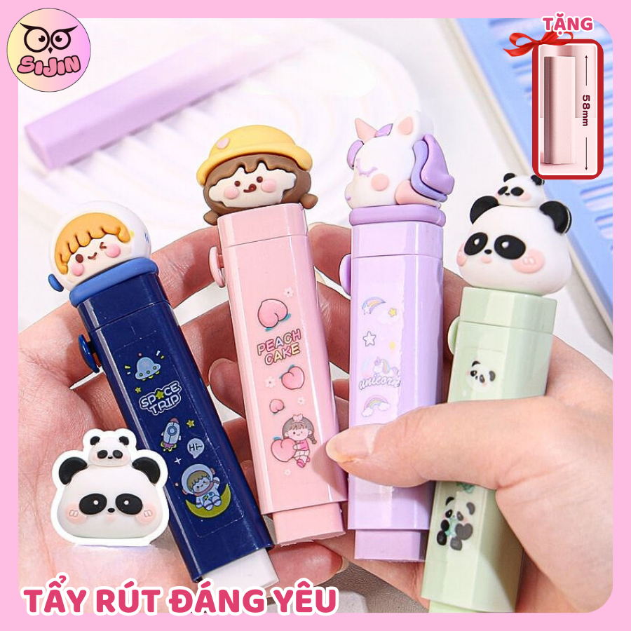 Giant push-pull eraser, cute cartoon pencil eraser - Retractable eraser ...