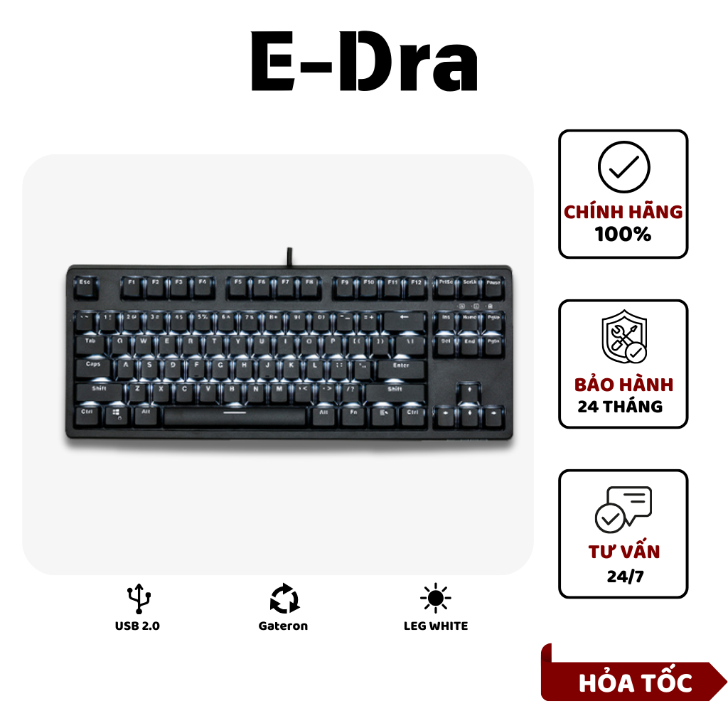 Gaming E-DRA EK387 GATERON mechanical keyboard, 80% RGB LED layout, ABS ...