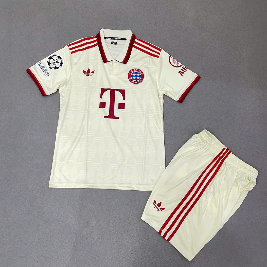 Bayern 2025 Away Collar Cream Football Kit - C1 version | Shopee Malaysia