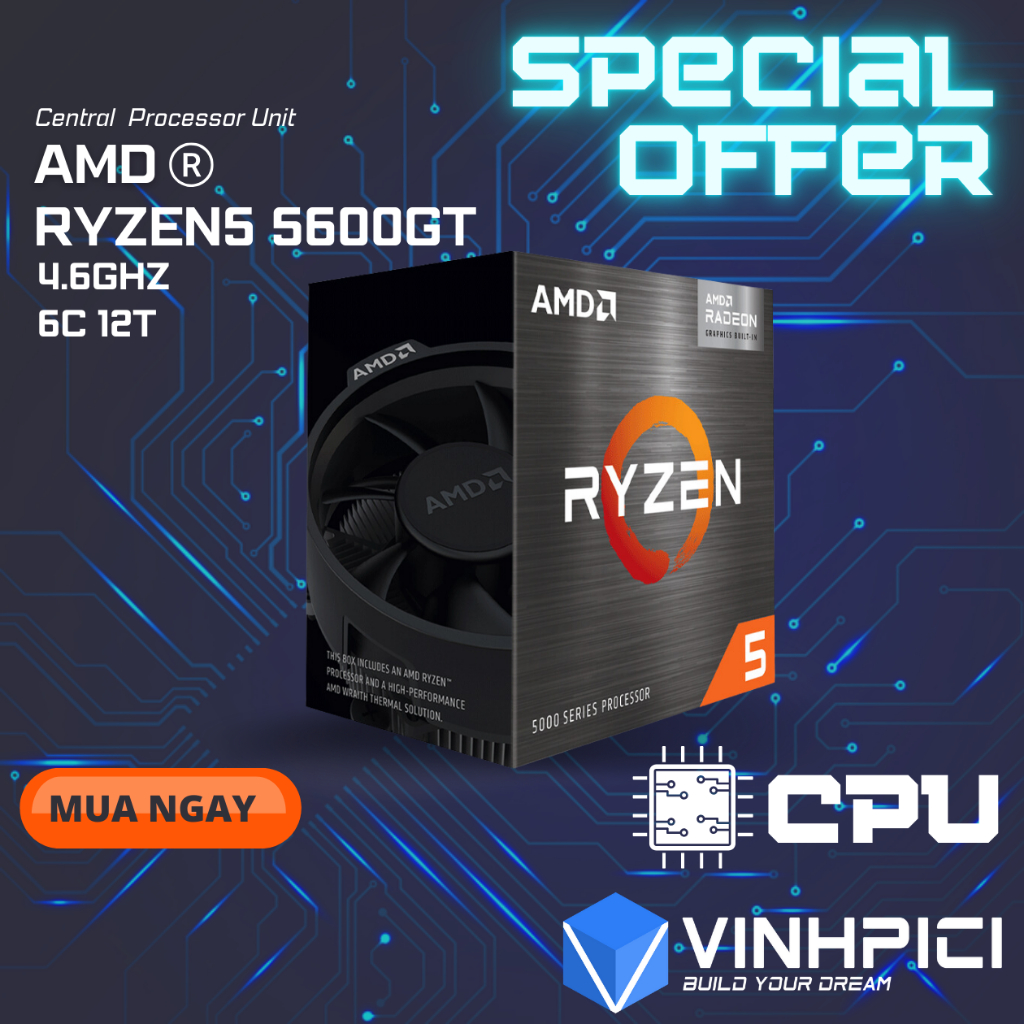Amd Ryzen 5 5600GT CPU (3.6GHz Boost 4.6GHz / 6 cores 12 threads / 16MB ...