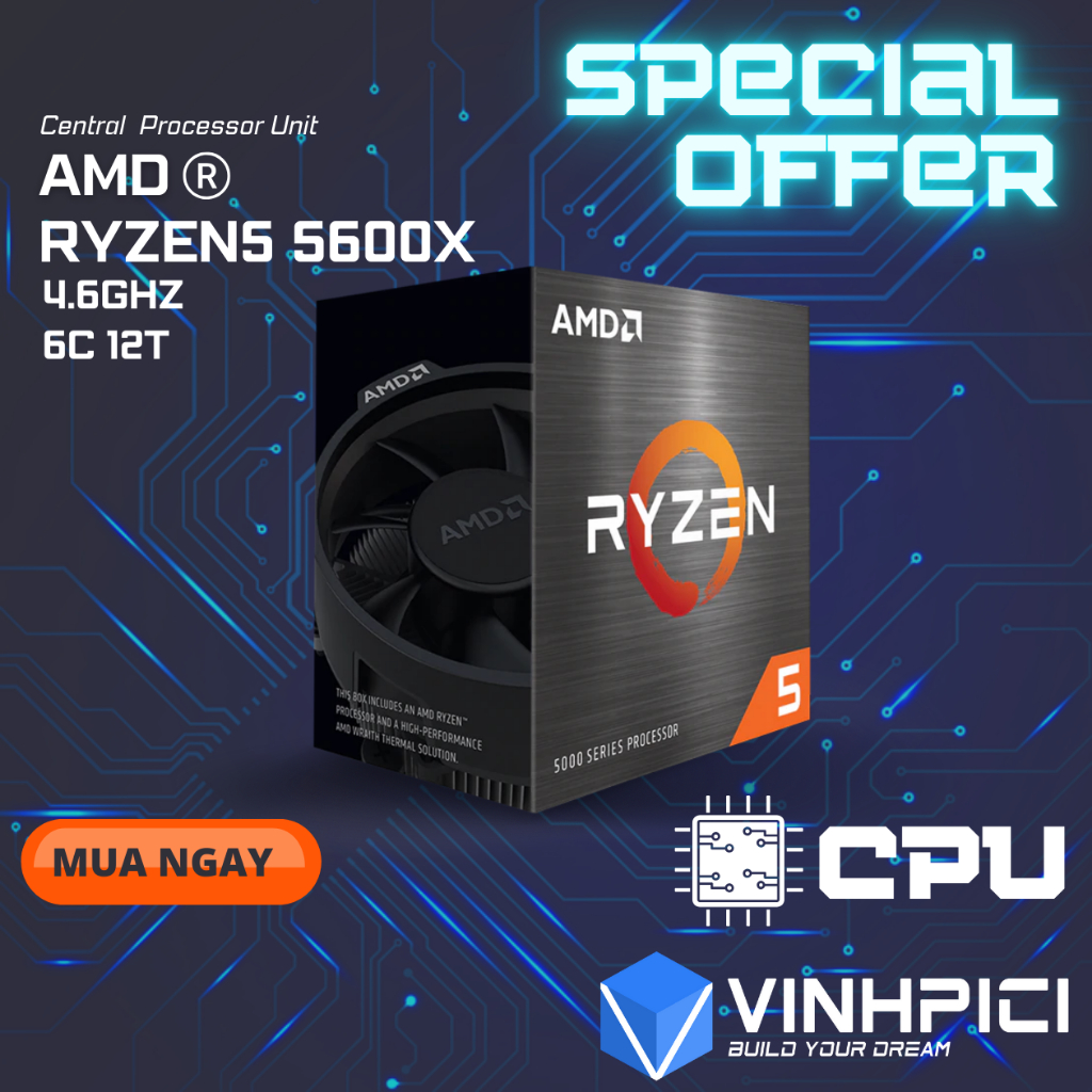 Amd Ryzen 5 5600X CPU (3.7GHz Boost 4.6GHz / 6 cores 12 threads / 32MB ...
