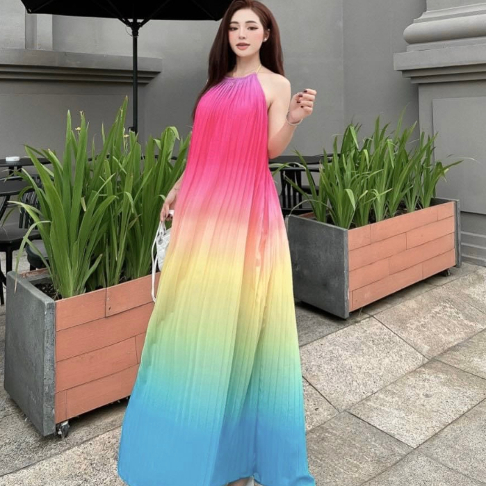 [All Colors] Colorful flared Maxi dress 3 Meters 5 - Nha Ly Has Maxi ...