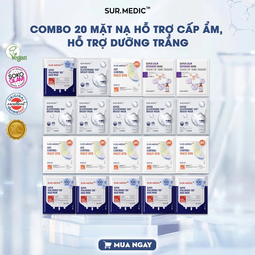 Combo of 20 Brightening Support Masks SUR.MEDIC Mask 30gx10 | Shopee ...