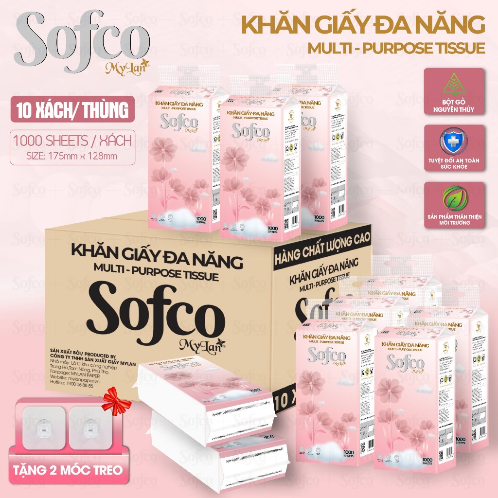 Box of 10 bags of Sofco wall-mounted paper, 4-layer wall-mounted paper ...