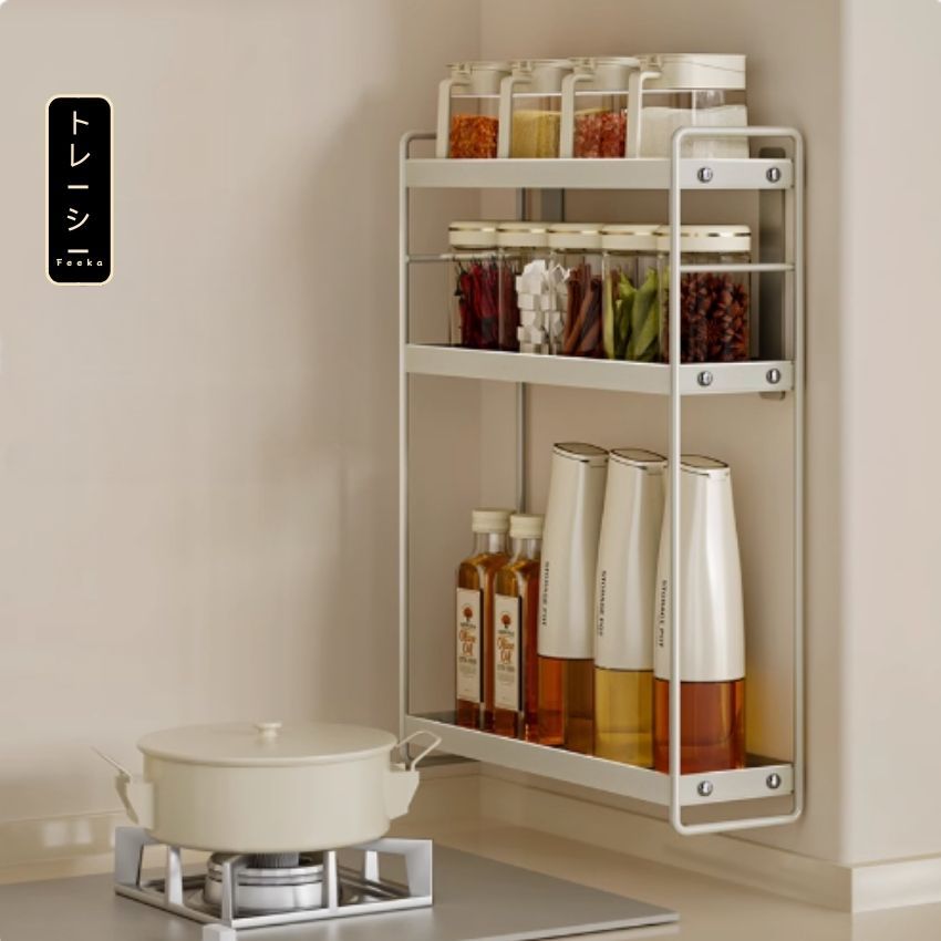 Luxury kitchen spice rack, luxurious white 2-tier spice jar rack ...