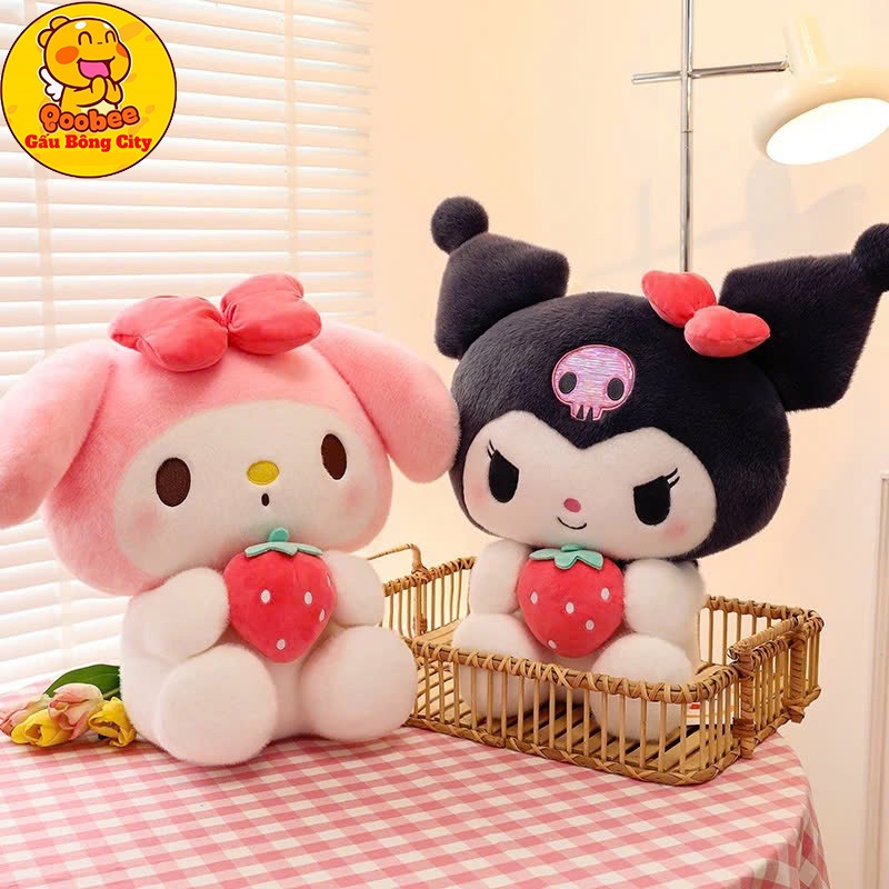 Kuromi Teddy Bear 2 Colors Holding a Strawberry - Kuromi Stuffed ...