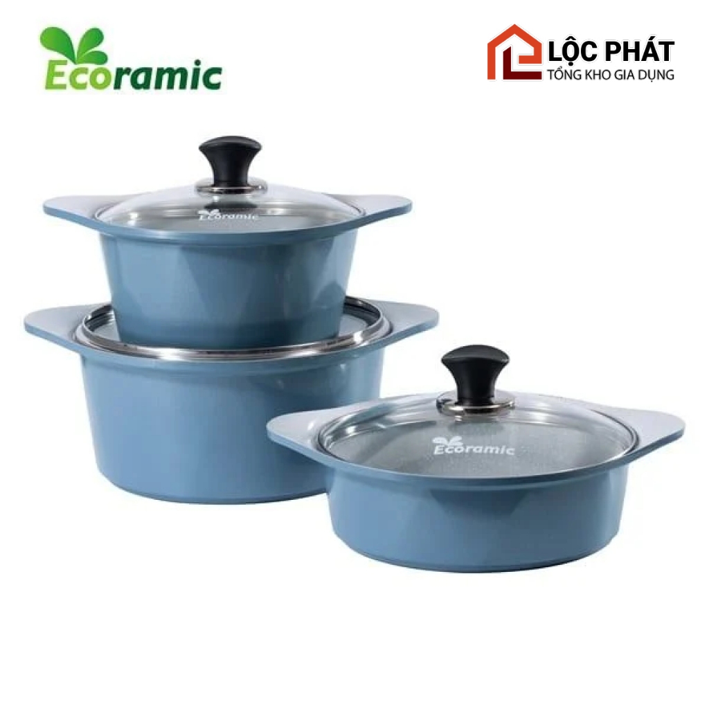 (Free Silicone pot lifterbag) SET OF 3 ECORAMIC BOTTOM POTS FROM KOREA ...
